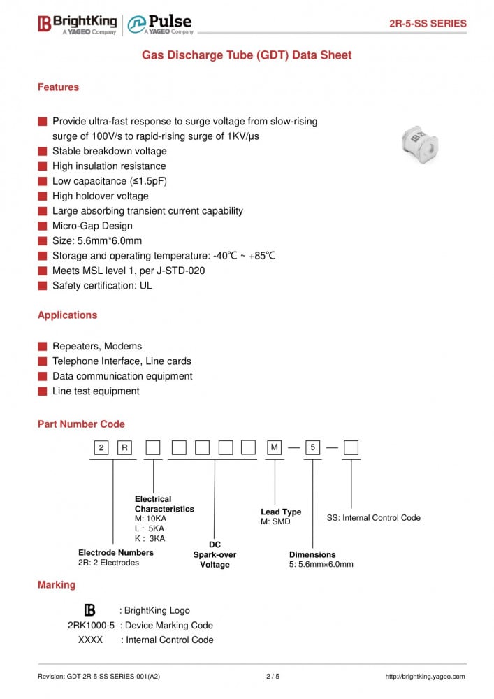 BrightKing GDT datasheet page 1