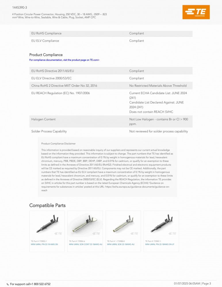 TE Connectivity 1445390-3 document page 3