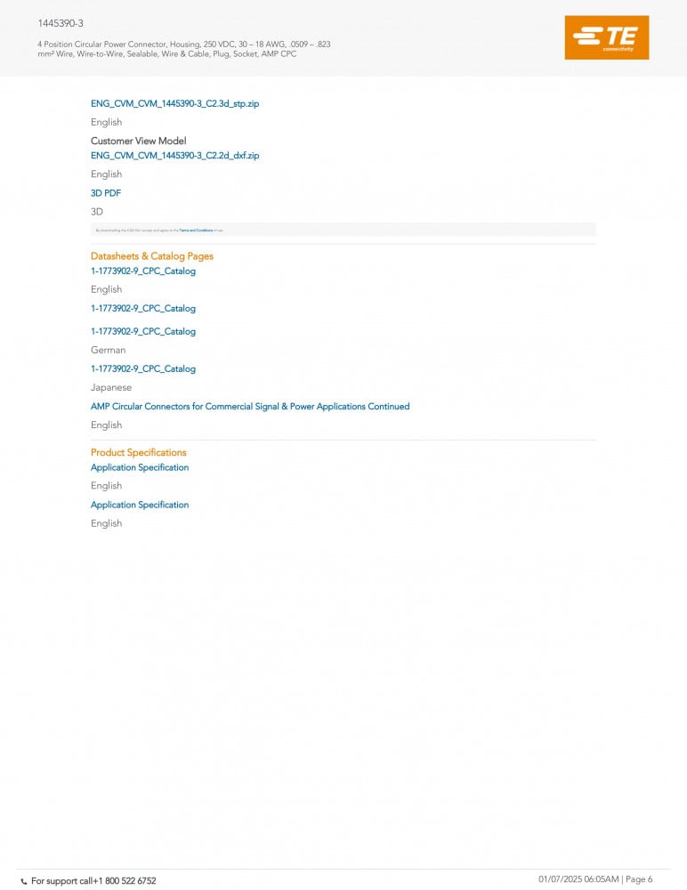 TE Connectivity 1445390-3 document page 6
