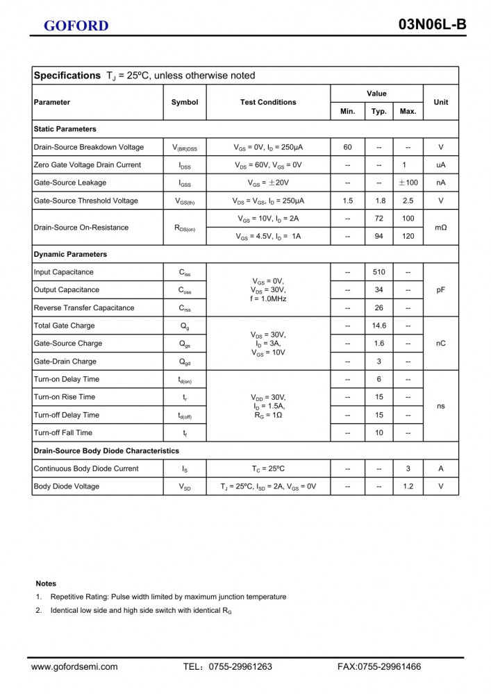03N06L-B datasheet page 2