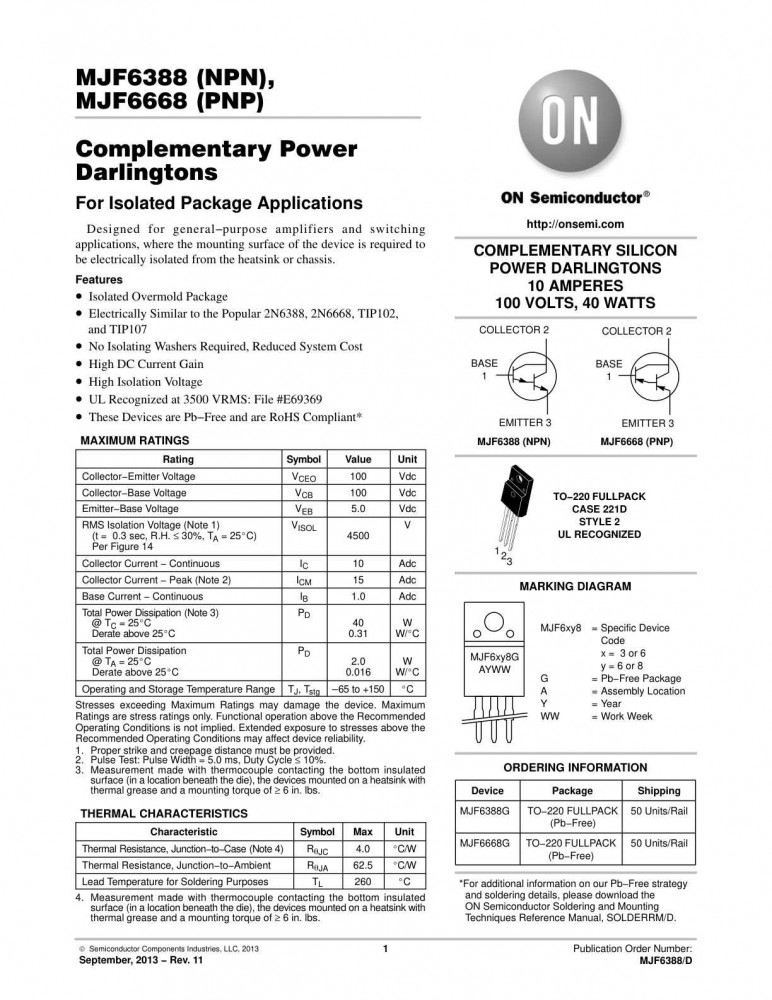 MJF6388 datasheet page 1