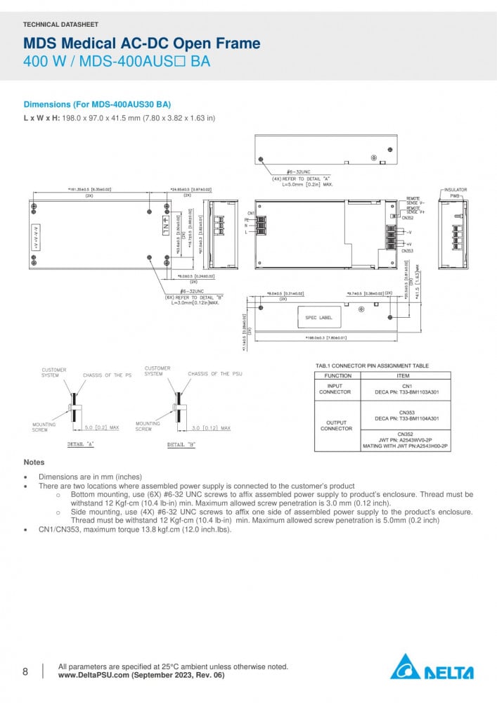 DELTA MDS-400AUS19 BA datasheet page 8