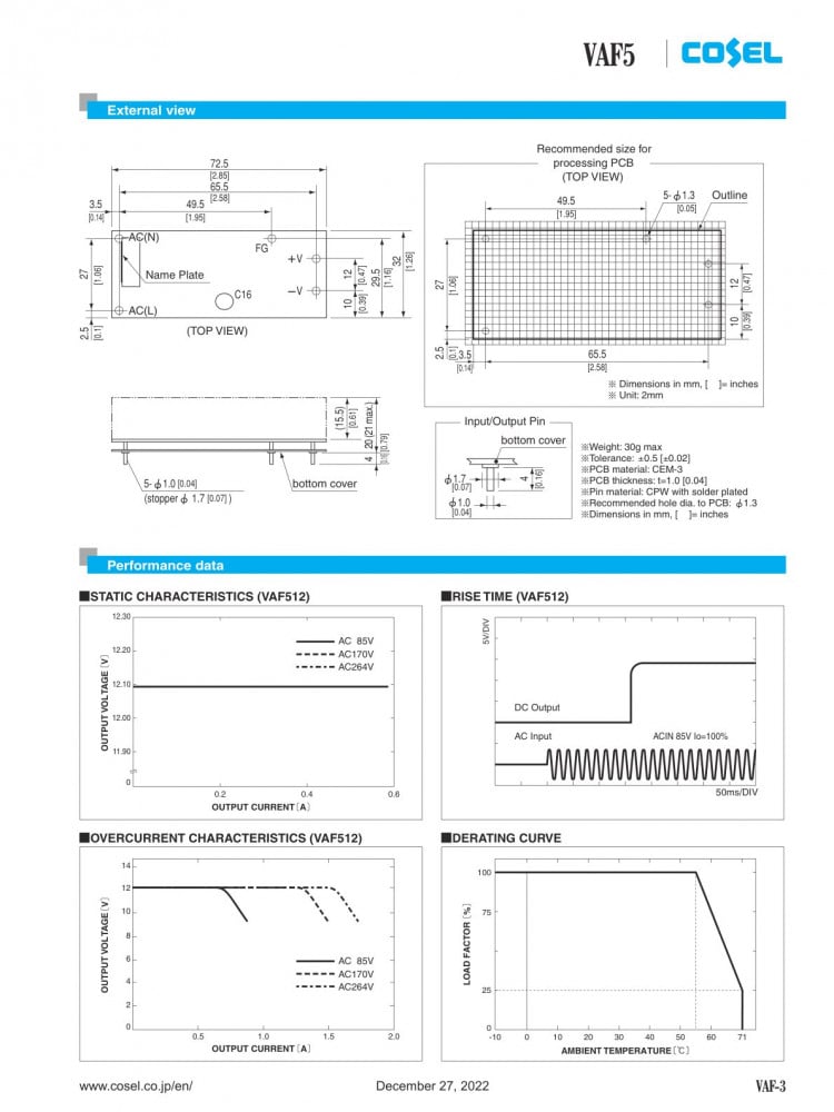Cosel VAF-series datasheet page 3