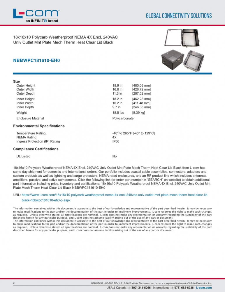 NBBWPC181610-EH0 technical document page 2