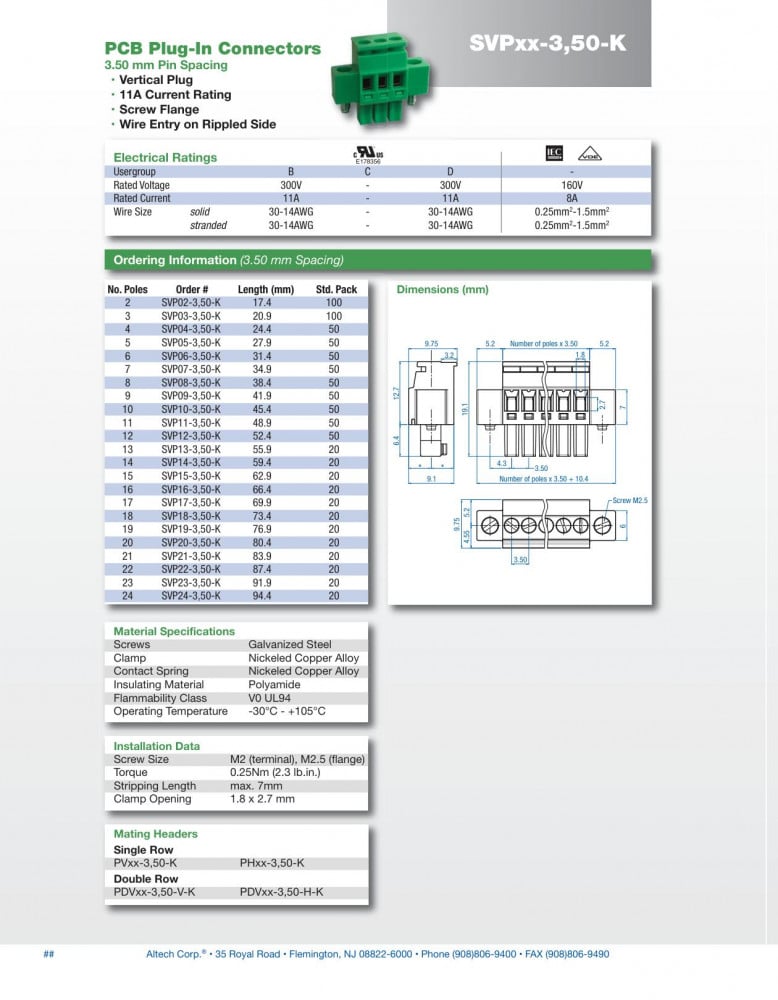 Altech SVP15-3,50-K technical document page