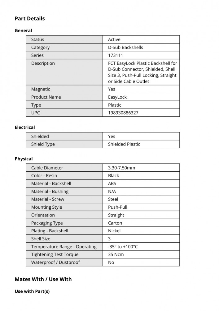 MOLEX 1731110953 product drawing, page 2