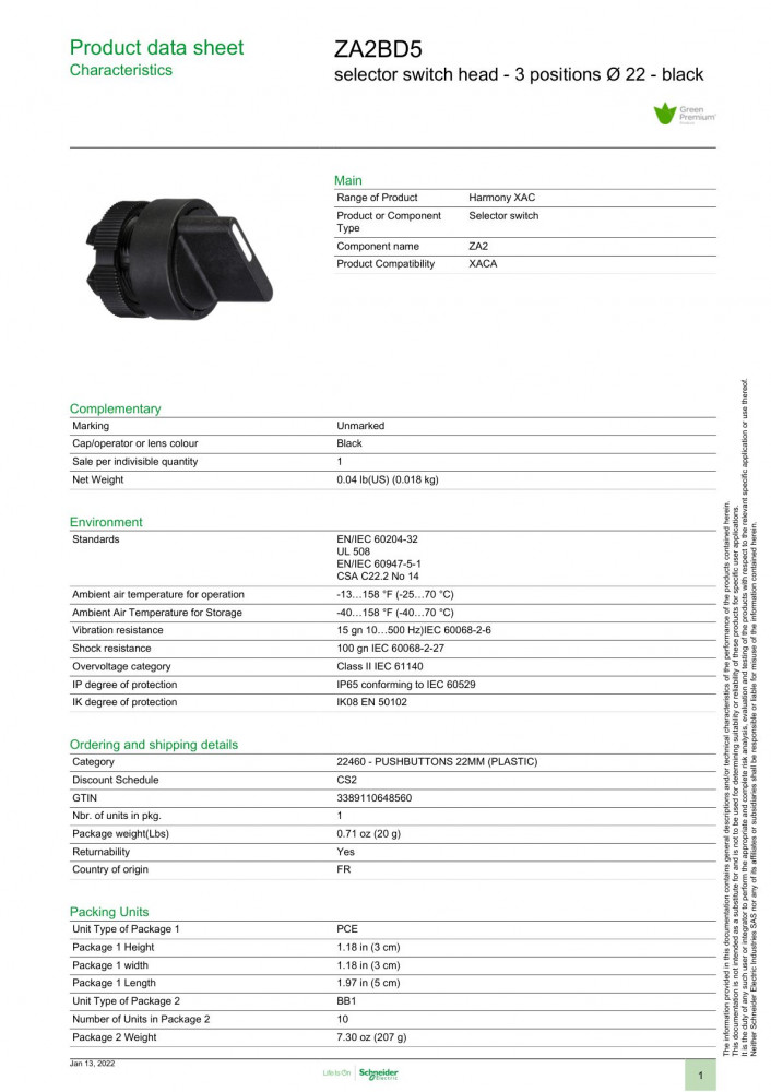 ZA2BD5 technical document page 1