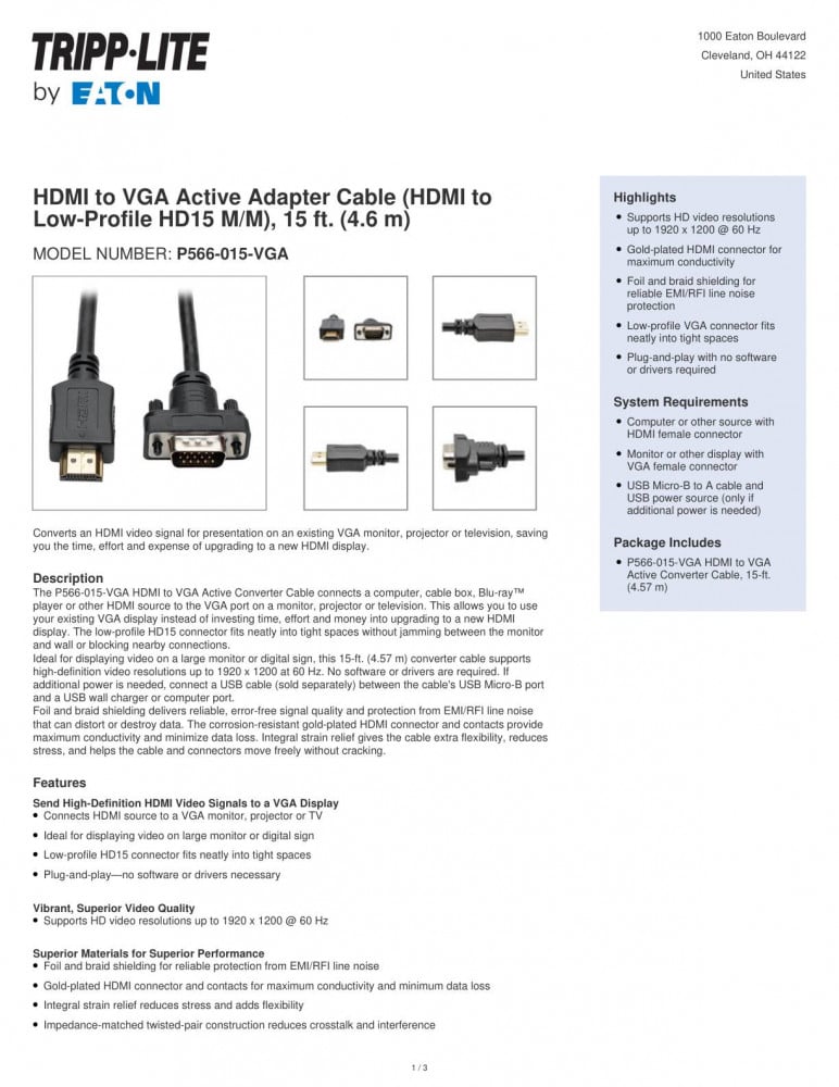 P566-015-VGA technical document page 1