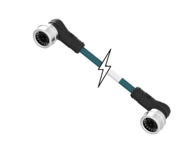 Micro-Change (M12) Double-Ended Cordset, 4 Poles, D-Coded, Male (90°) to Male (90°), 26 AWG, PVC Cable, 2.0m (6.56') Length