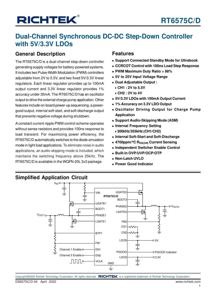 RT6575 datasheet page 1