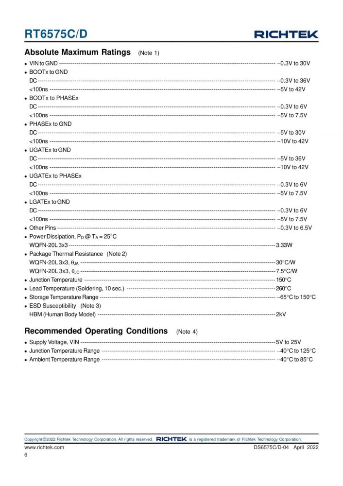 RT6575 datasheet page 6