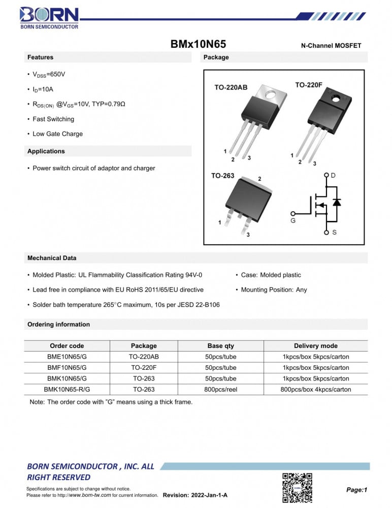 BMF10N65 datasheet page 1