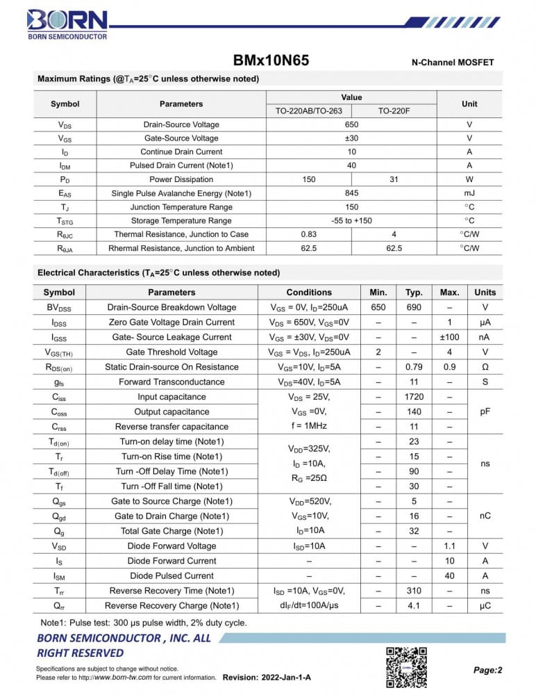 BMF10N65 datasheet page 2