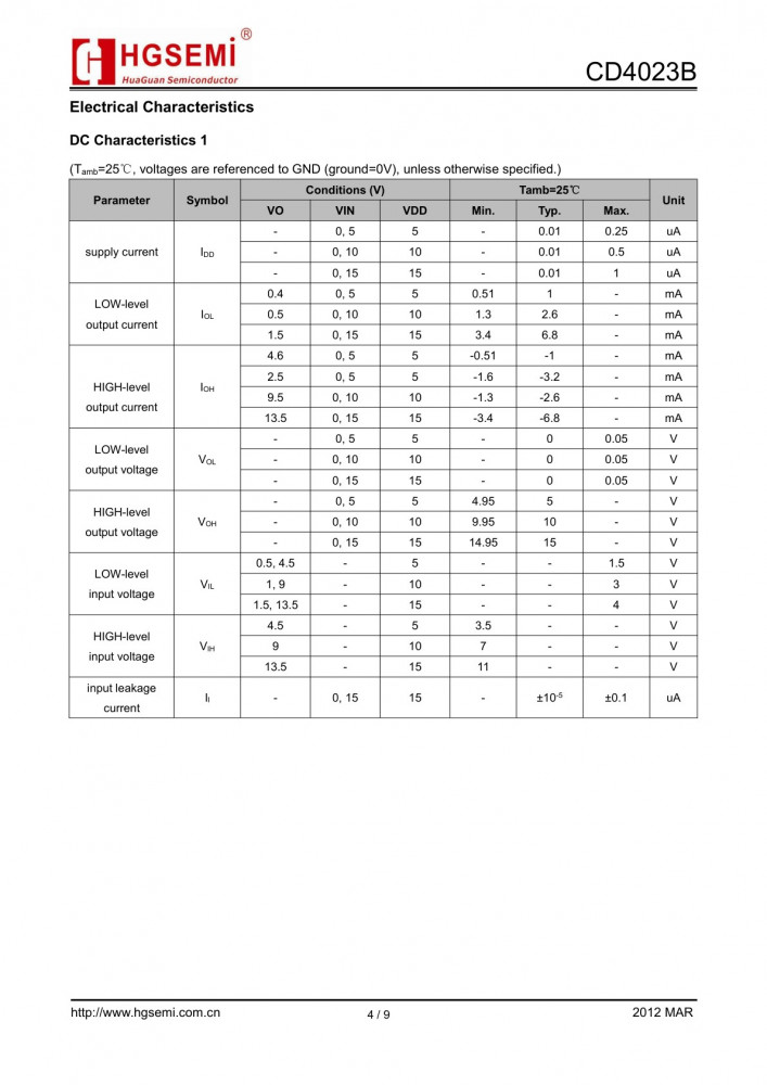 CD4023BE datasheet page 4