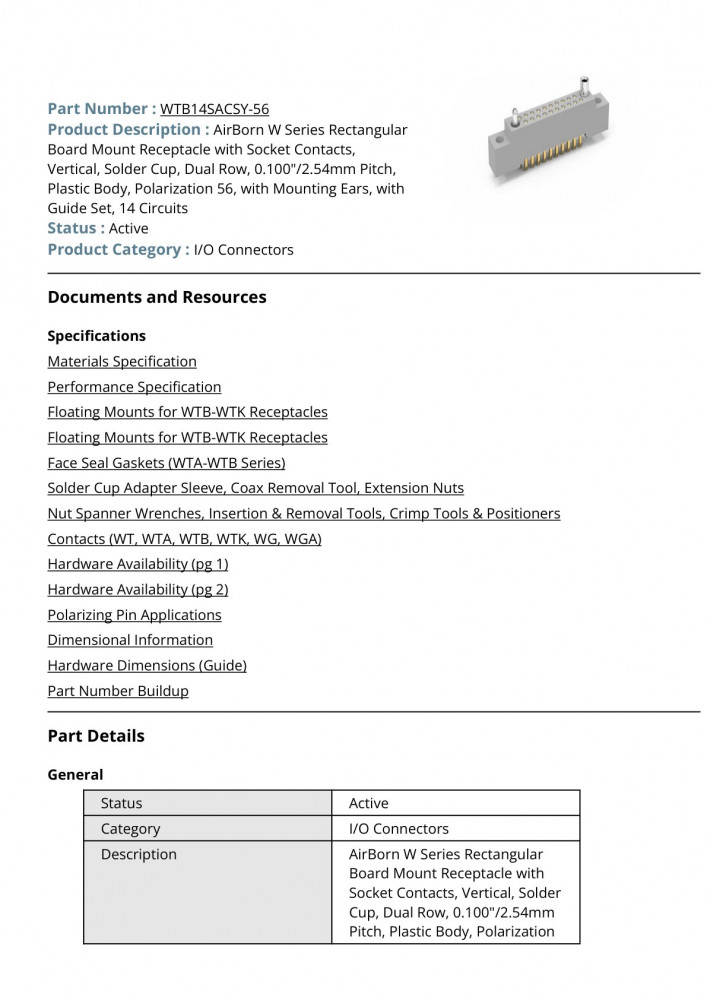 WTB14SACSY-56 technical document page 1
