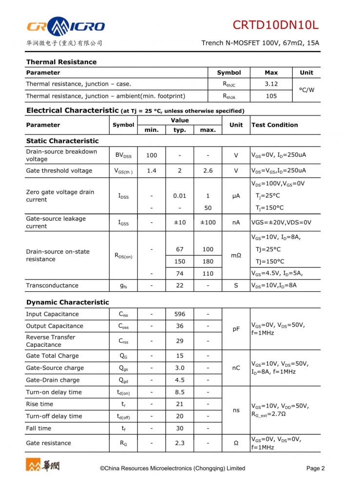 CRTD10DN10L datasheet page 2