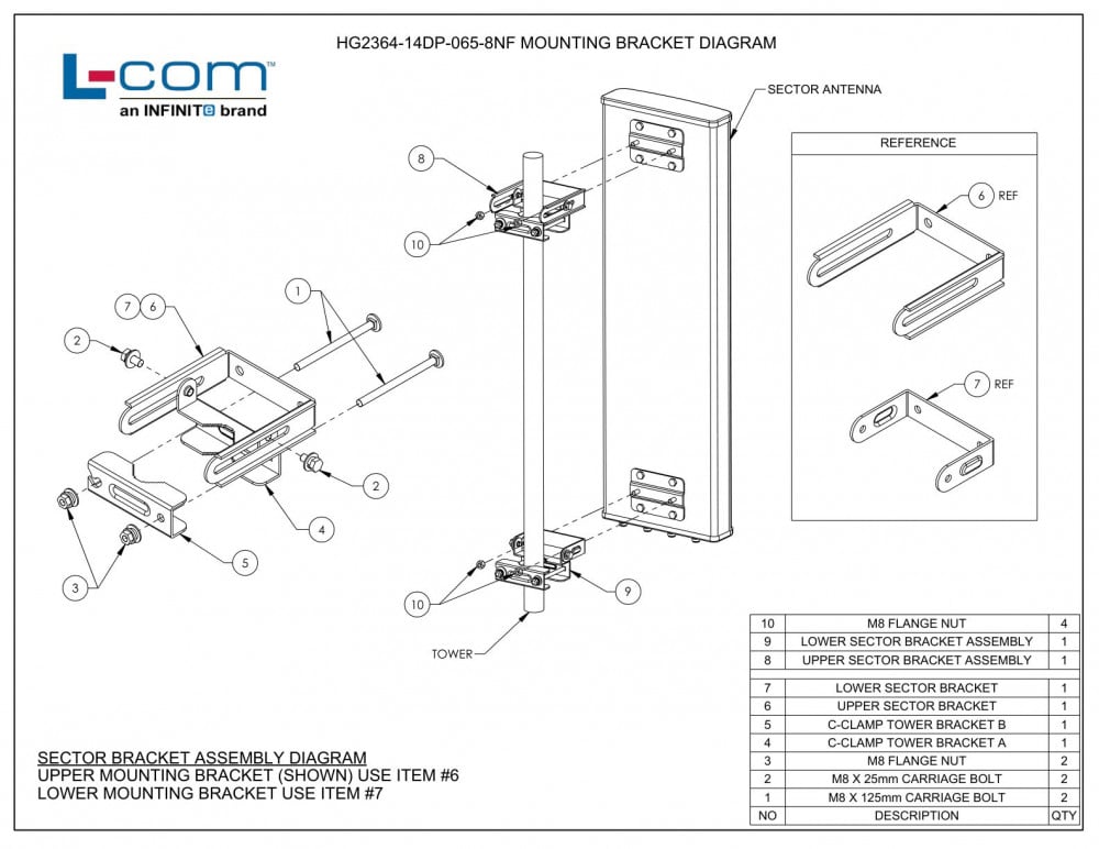 HG2364-14DP-065-8NF sector bracket assembly diagram