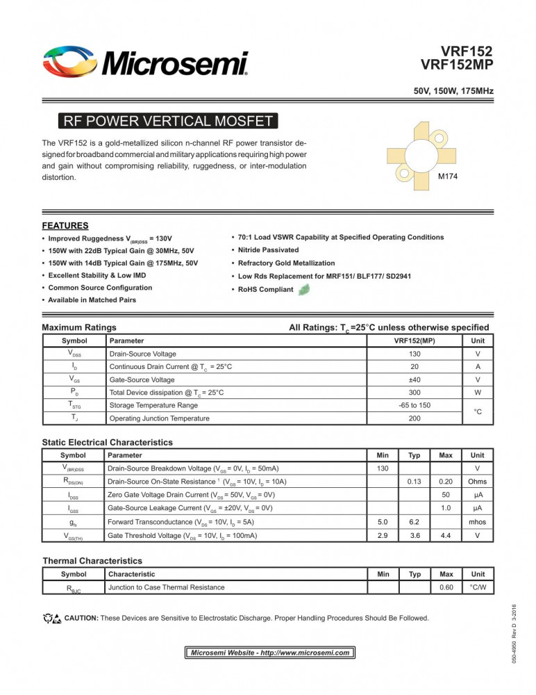 VRF152 datasheet page 1