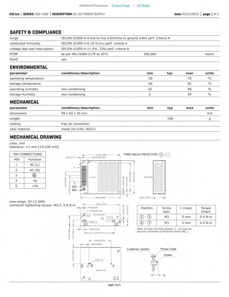 CUI VGS-50W datasheet page 3