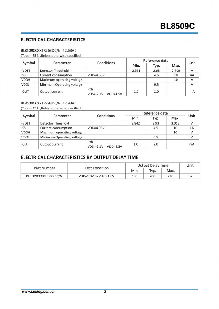 BL8509C datasheet page 3