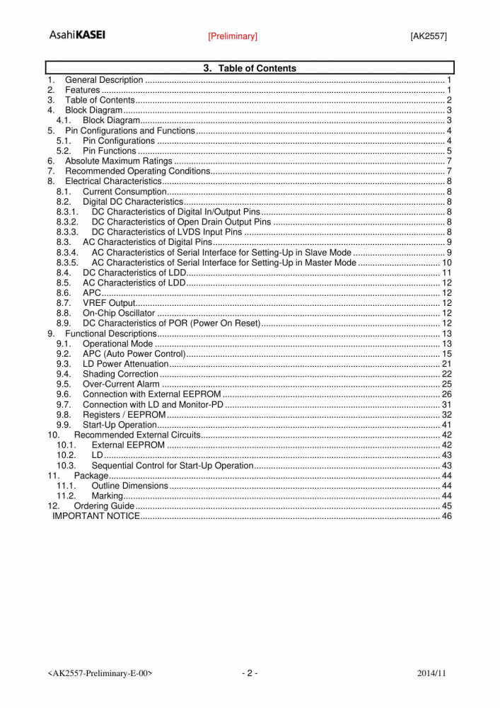 AK2557 technical document page 2
