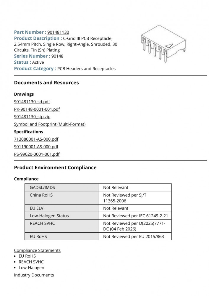 MOLEX 901481130 product document image 1