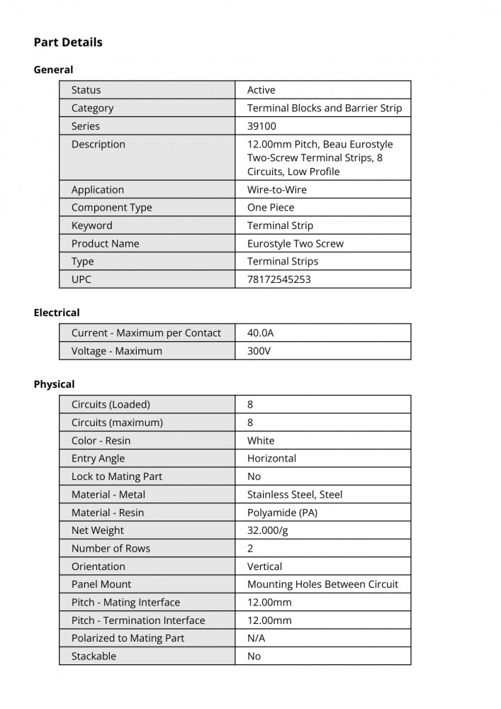 Product document page 2 for MOLEX 391002308