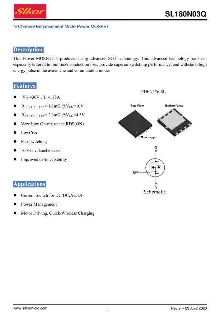 SL180N03Q datasheet page 1