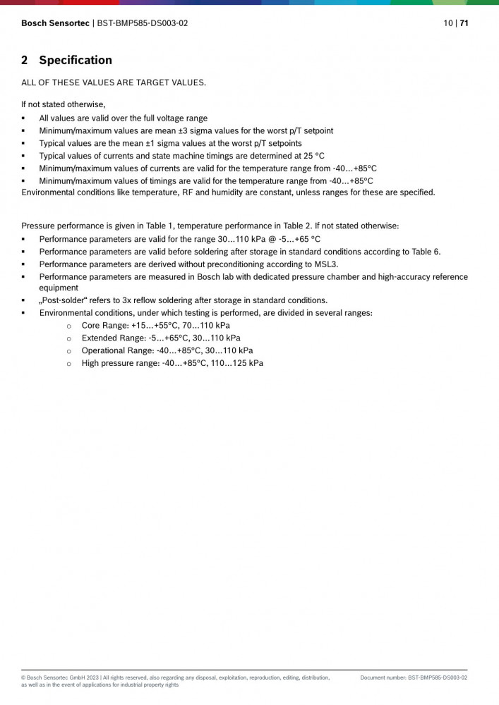 BMP585 datasheet page 10
