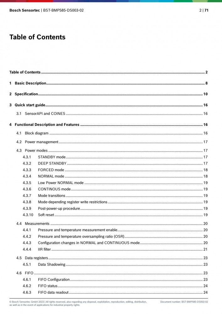 BMP585 datasheet page 2
