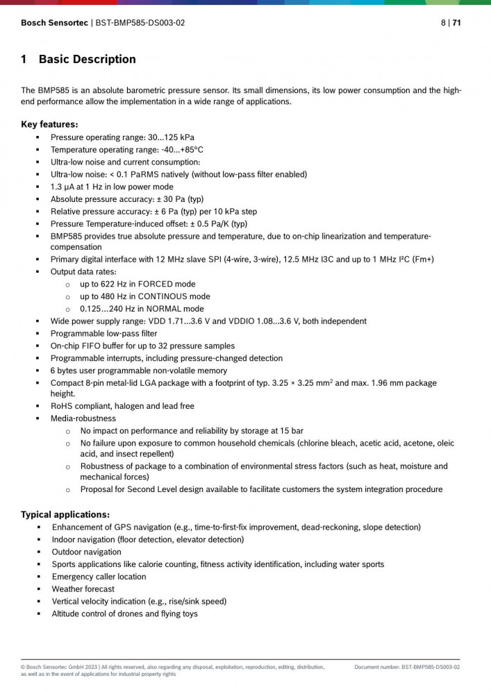 BMP585 datasheet page 8