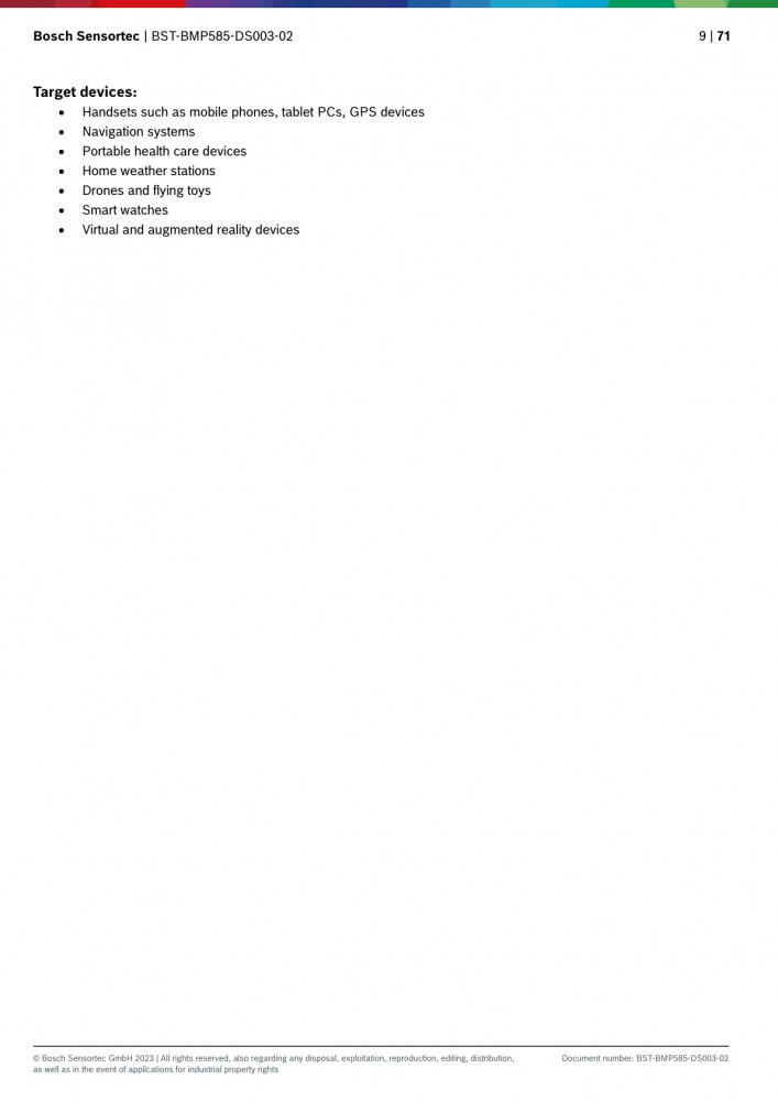 BMP585 datasheet page 9
