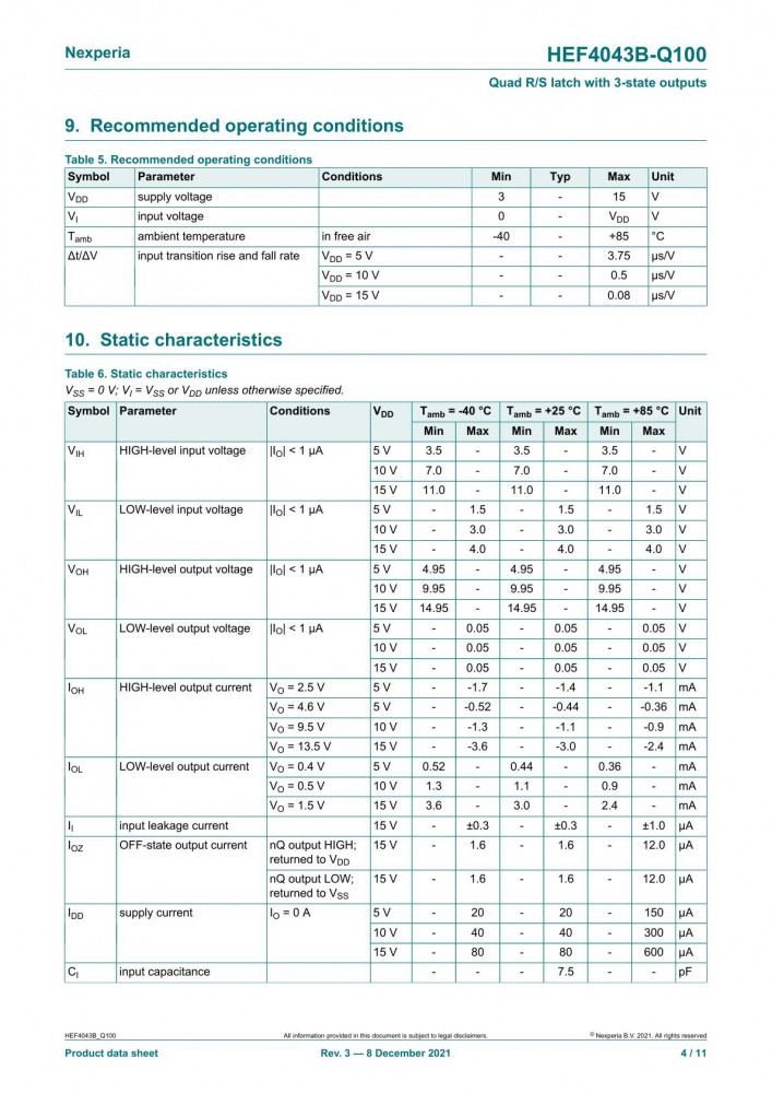 HEF4043BT-Q100J datasheet page 4
