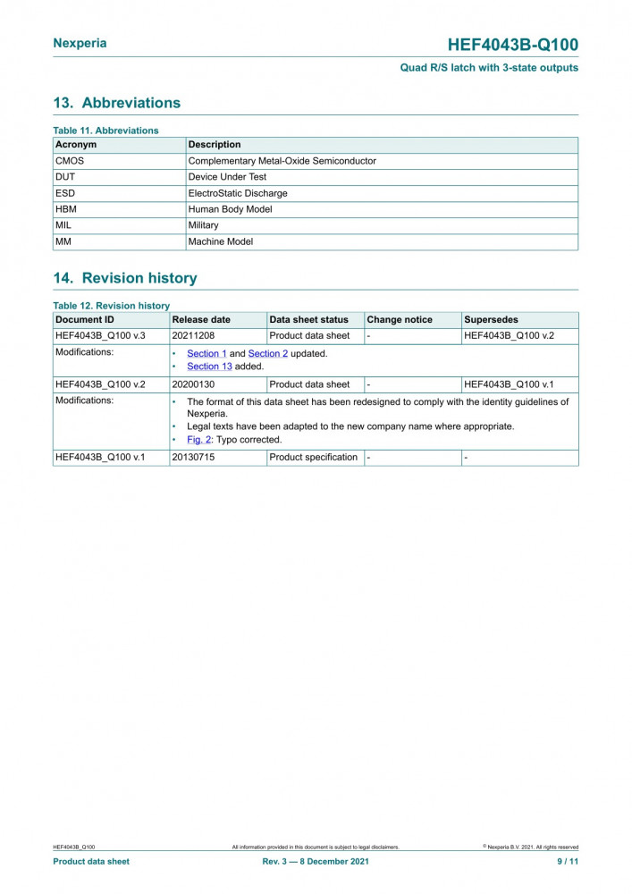 HEF4043BT-Q100J datasheet page 9