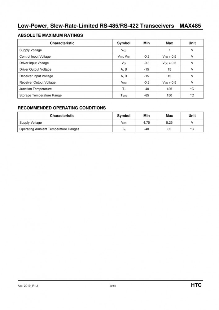 MAX485ED datasheet page 3
