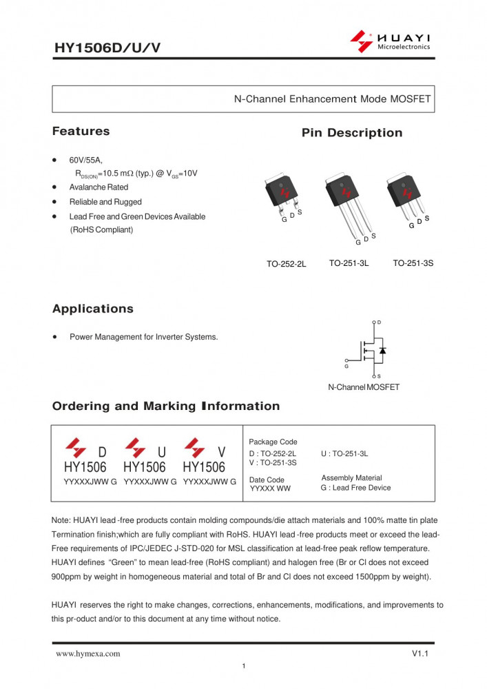 HY1506D datasheet page 1