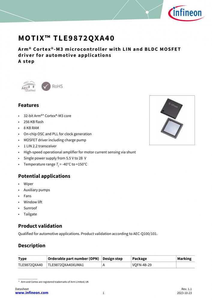 TLE9872QXA40 datasheet page 1