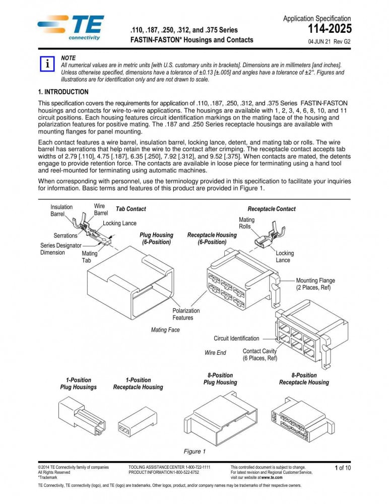 TE FASTIN-FASTON application specification page 1