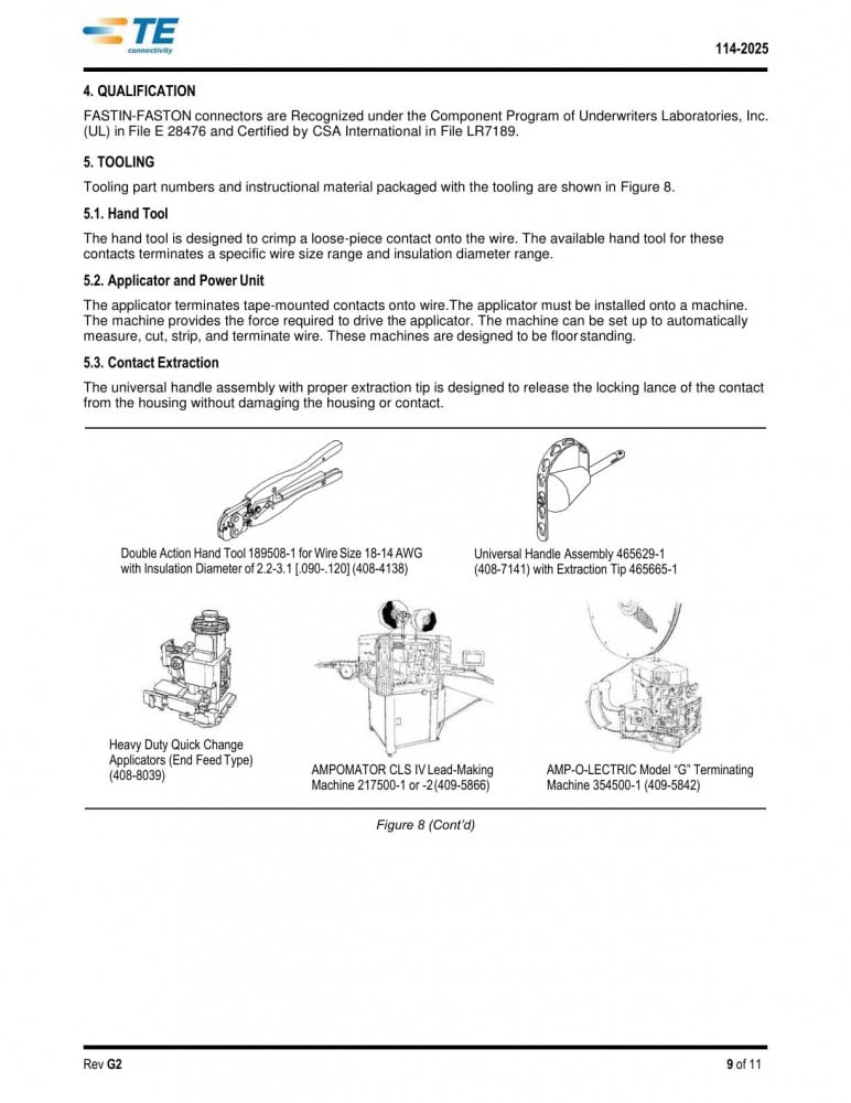 TE FASTIN-FASTON application specification page 9