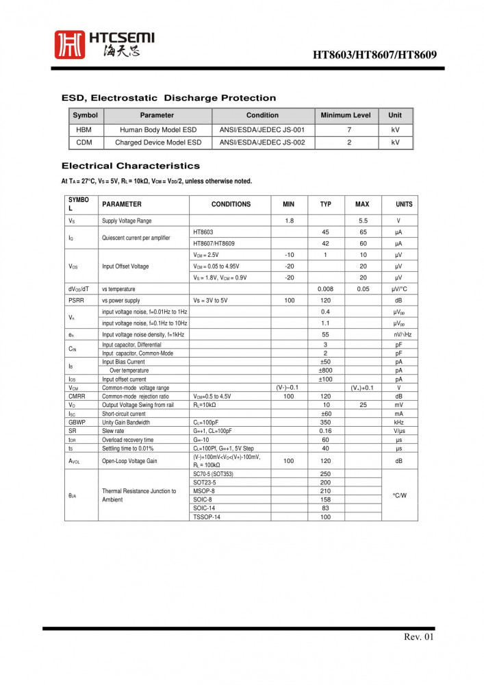 HT8607ARZ datasheet page 3