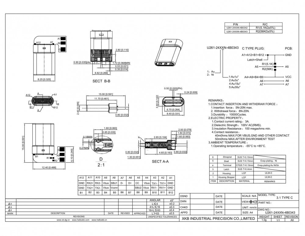 U261-2422N-4B0343 technical drawing page 1