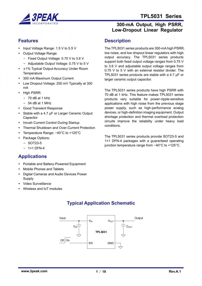 TPL5031 datasheet page 1
