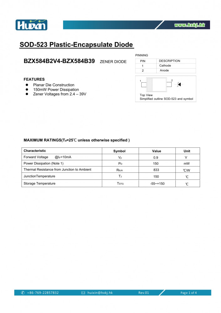BZX584B16 datasheet page 1