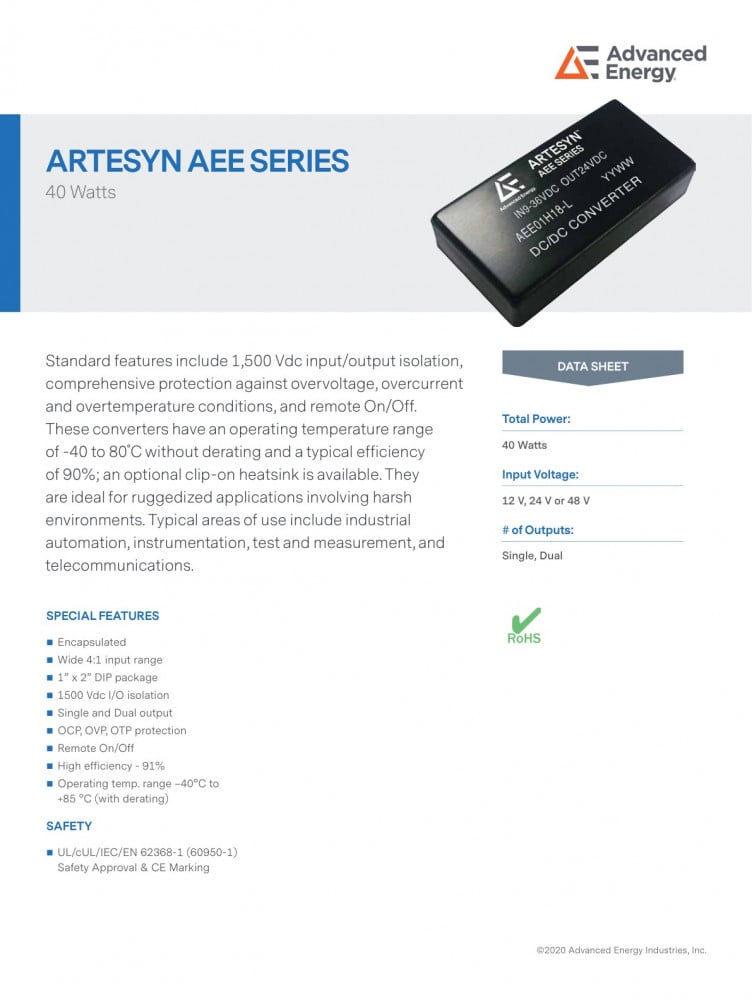 AEE series datasheet page 1