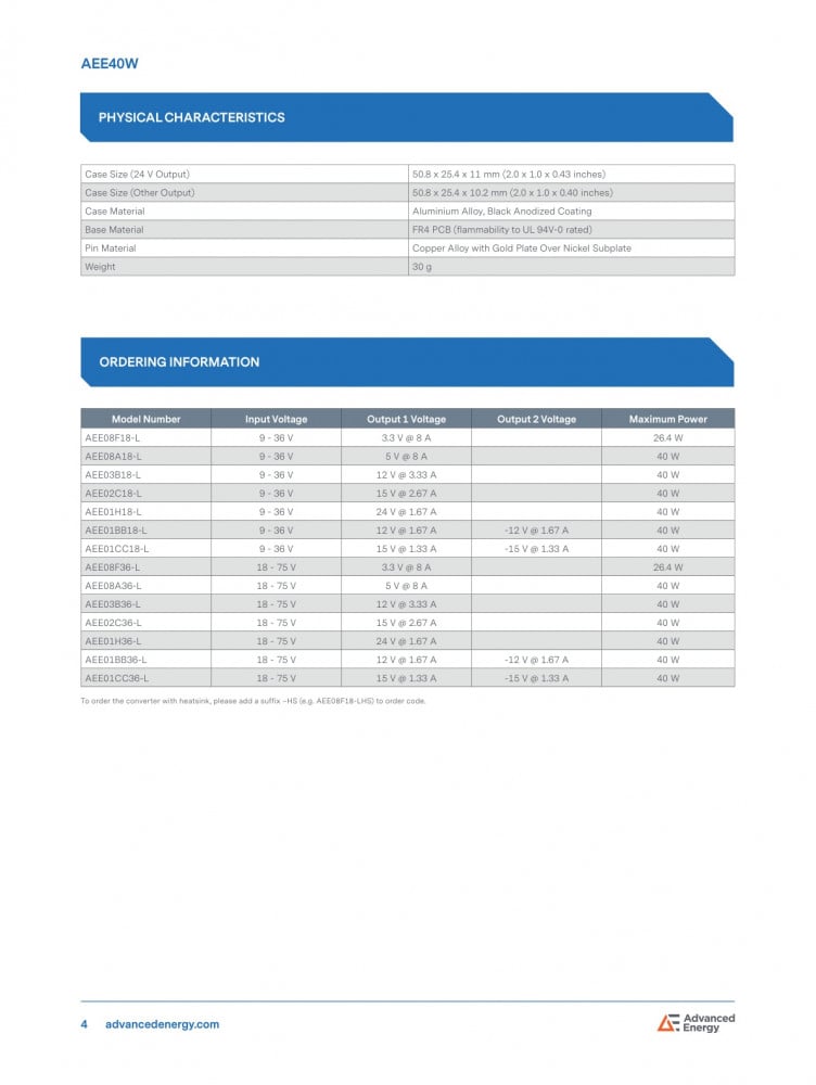 AEE series datasheet page 4