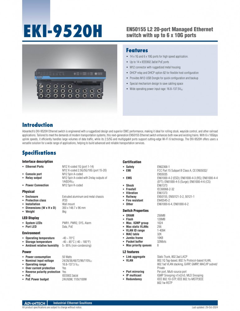 EKI-9520H-6XPW technical document page 1