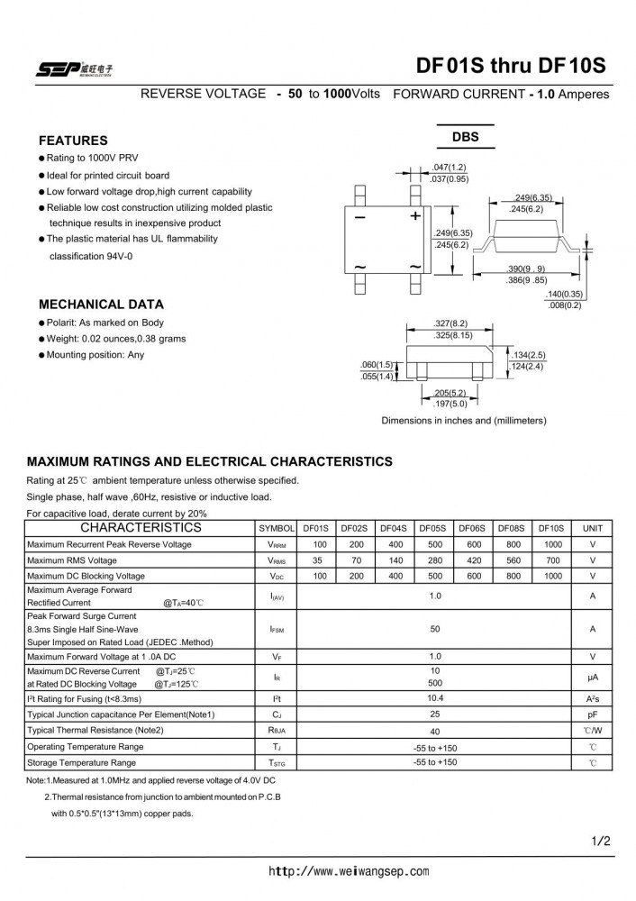 SEP DF02S datasheet page 1