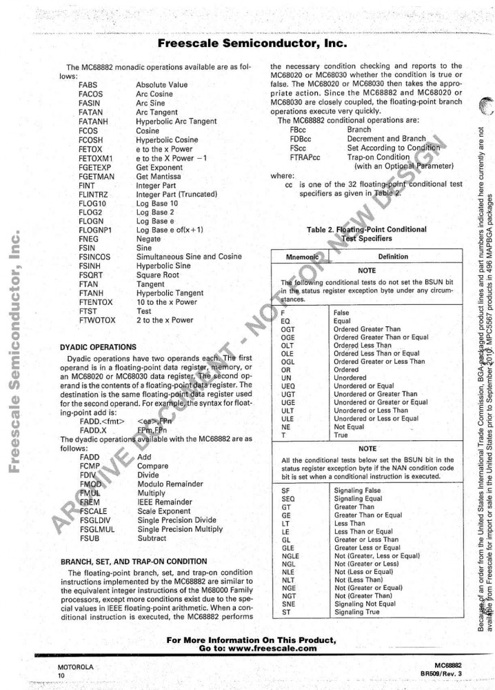 MC68882 technical document page 10