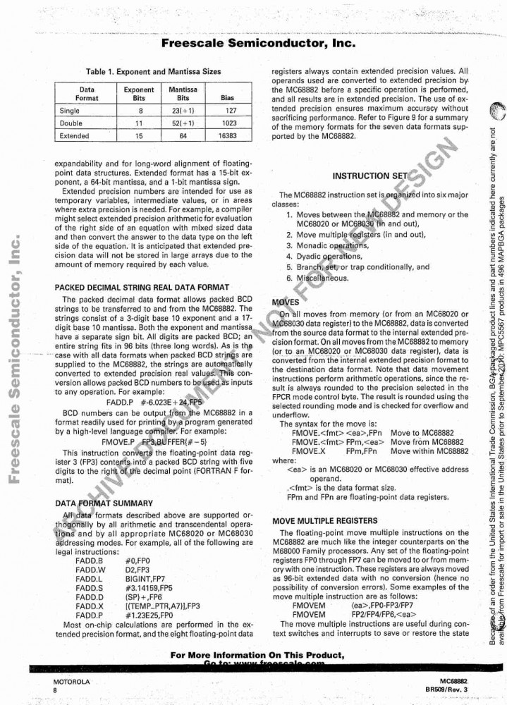 MC68882 technical document page 8