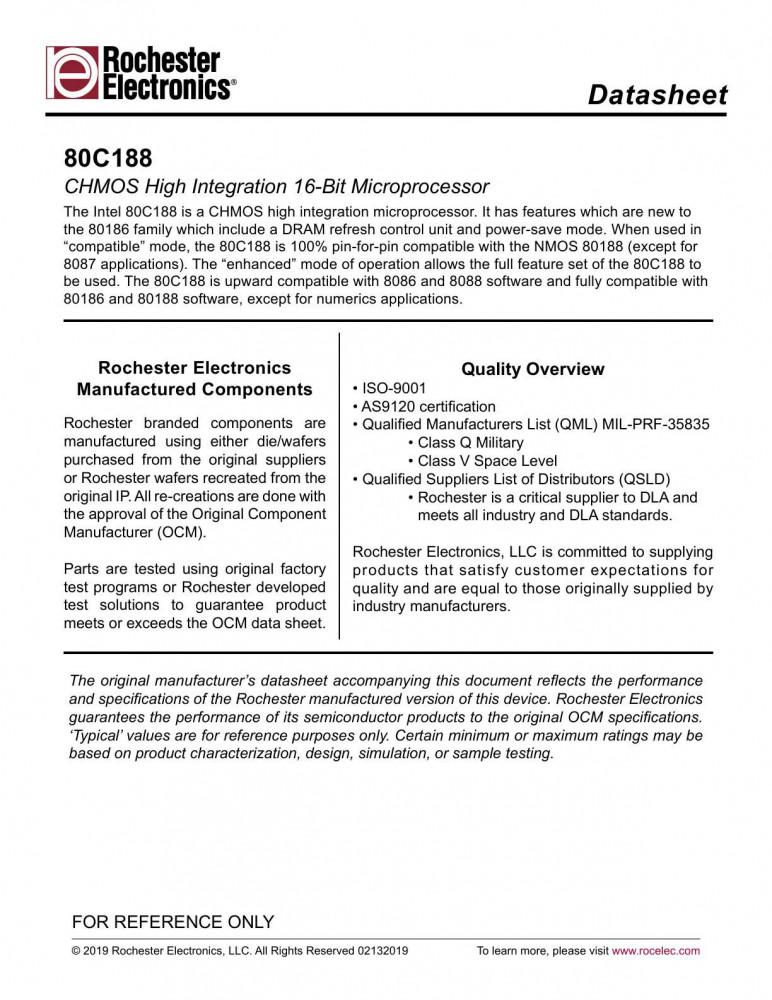 N80C188-16 datasheet page 1